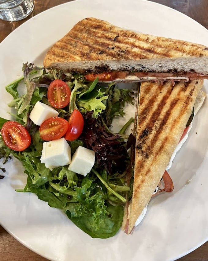 This panini isn't messing around – grilled to golden perfection, stuffed with fresh ingredients, and making ordinary sandwiches everywhere feel inadequate.