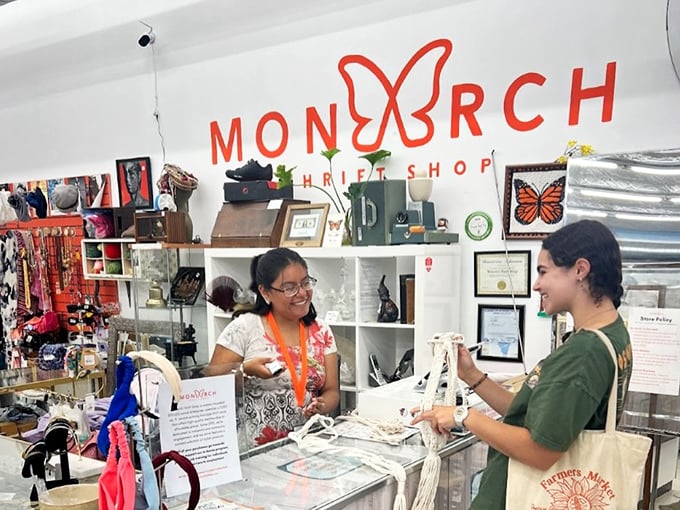 Where transactions become connections—Monarch's checkout area doubles as community central, with smiles included at no extra charge.