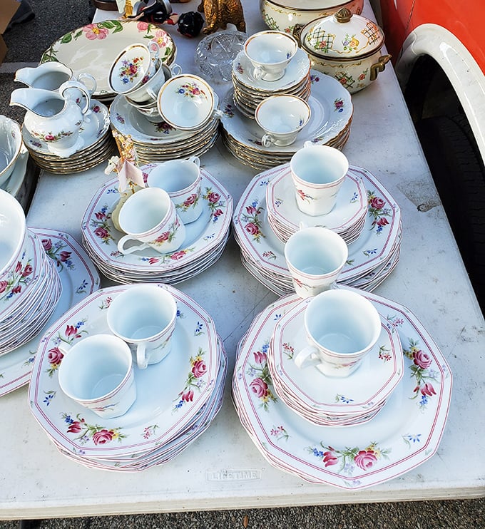 Grandmother's china without the family drama. These delicate pieces have survived decades and are ready for your Sunday brunches.
