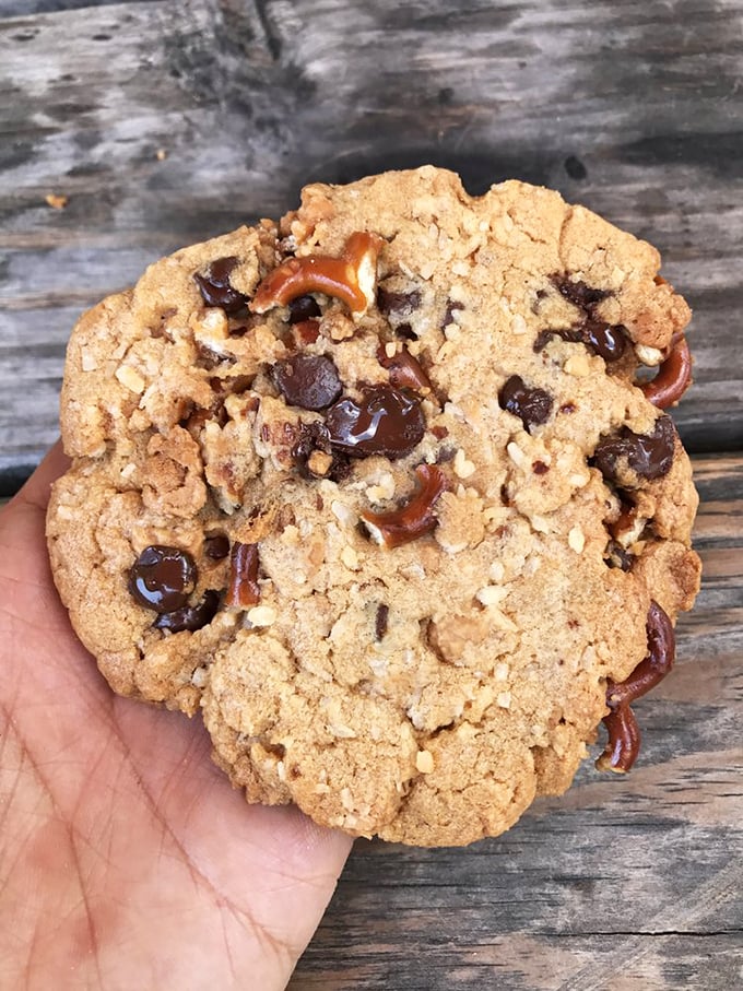 This cookie isn't just dessert—it's the final act in a barbecue symphony. Chocolate and caramel providing the sweet encore.
