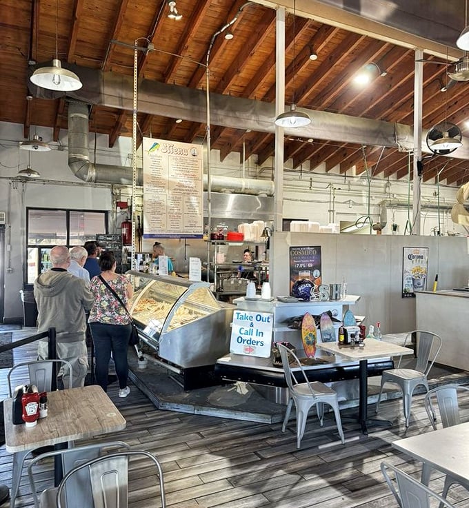 Order at the counter, then find your seat – a ritual that builds anticipation for the seafood feast to come.