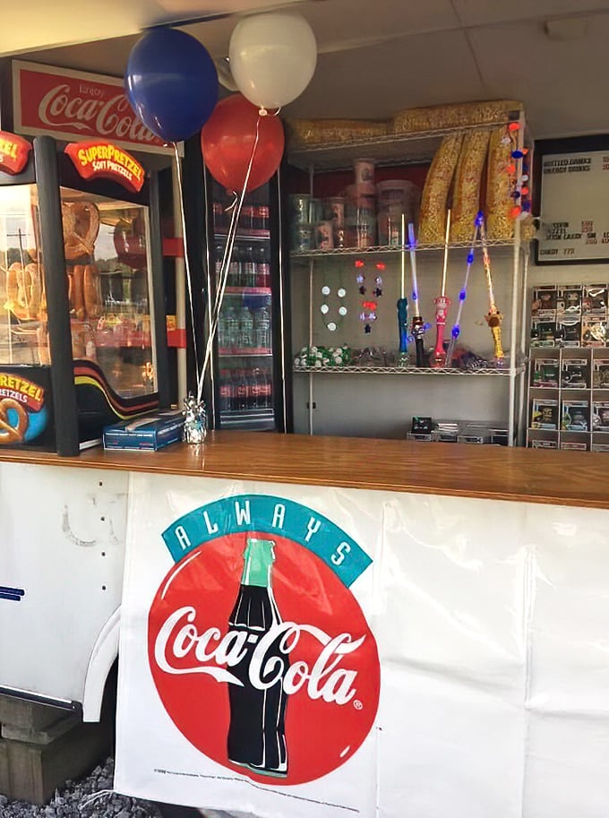 Balloons and Coca-Cola signs—the concession counter where calories don't count and movie night treats are served with a side of nostalgia.