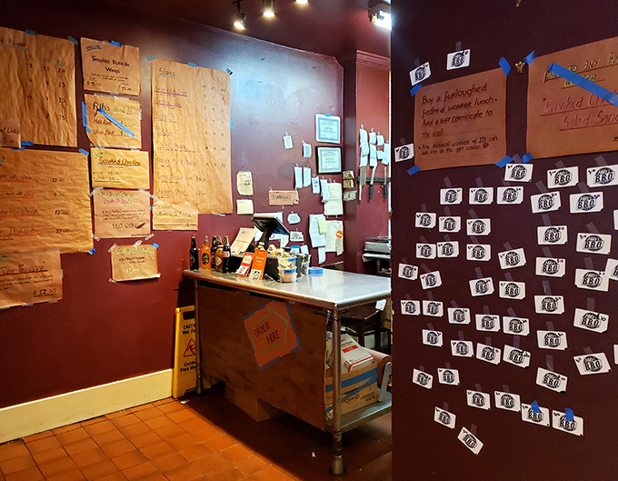 The counter area where dreams come true, assuming your dreams involve perfectly smoked brisket and genuine hospitality.