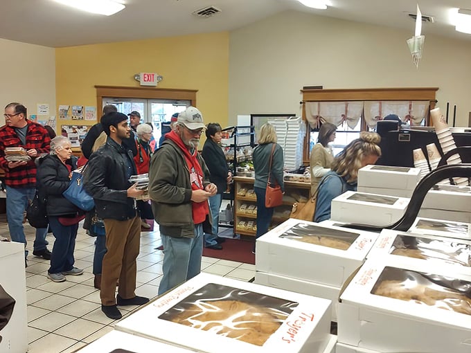 The line of eager customers tells you everything you need to know—some things are worth waiting for.