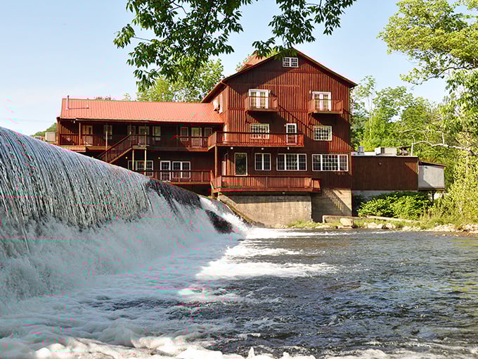 The Damascus Old Mill Inn stands majestically over rushing waters—part historic landmark, part Instagram backdrop, and entirely worth the visit.