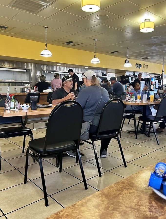 The universal language of good food being spoken at every table. Notice the lack of empty plates – that's no coincidence.