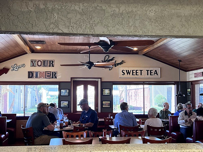 The "Love Your Diner" sign says it all. This isn't just a place to eat—it's where the community gathers to share stories over sweet tea.