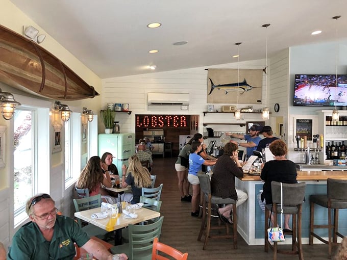 The dining room buzzes with the symphony of satisfaction—clinking glasses, happy chatter, and the occasional gasp of seafood delight.