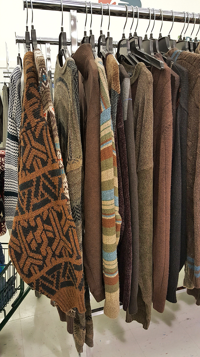 The cardigan collection alone is worth the trip—earth tones that would make Mr. Rogers envious and textures that beg to be touched.