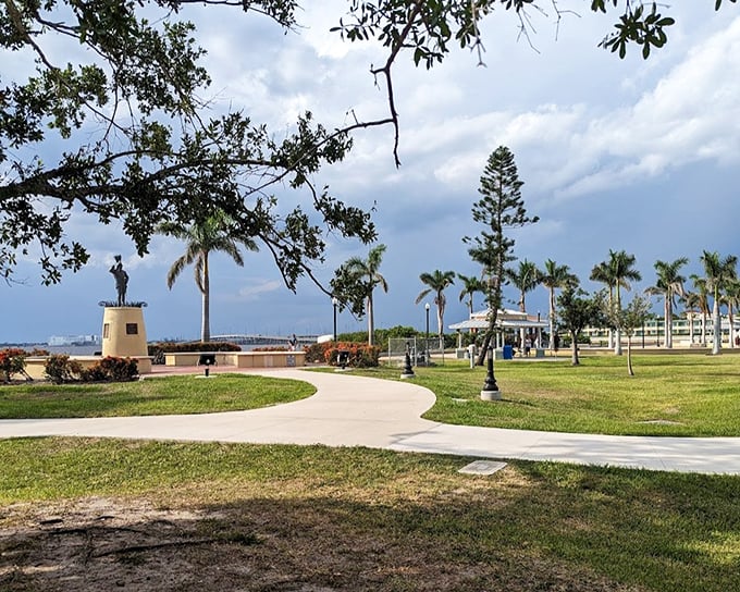 This park's manicured grounds and palm-lined paths offer a moment of reflection – where Florida's natural beauty meets thoughtful civic planning.