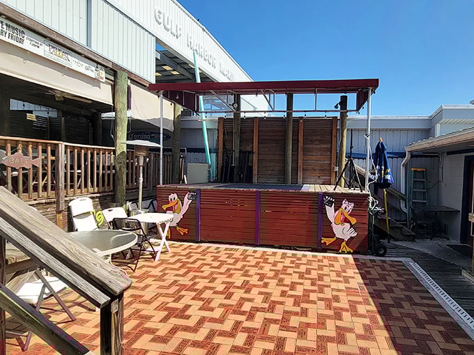 The back patio has that "Jimmy Buffett might show up" vibe—casual, sun-drenched, and ready for impromptu afternoon celebrations.