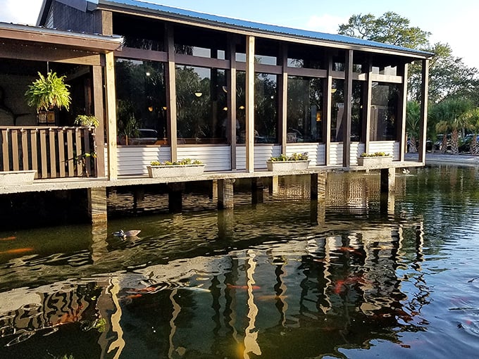 Fiddler's Restaurant sits over the water like a dining room designed specifically for watching nature's evening entertainment.