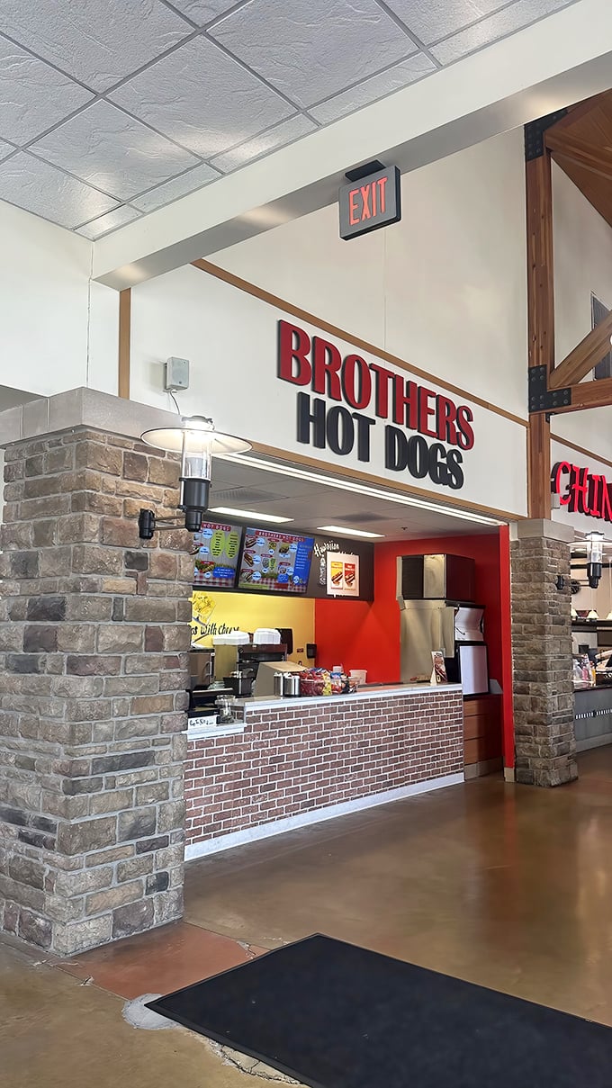 Brothers Hot Dogs – because serious shopping requires serious refueling. Nothing motivates bargain hunting like the promise of a good dog.
