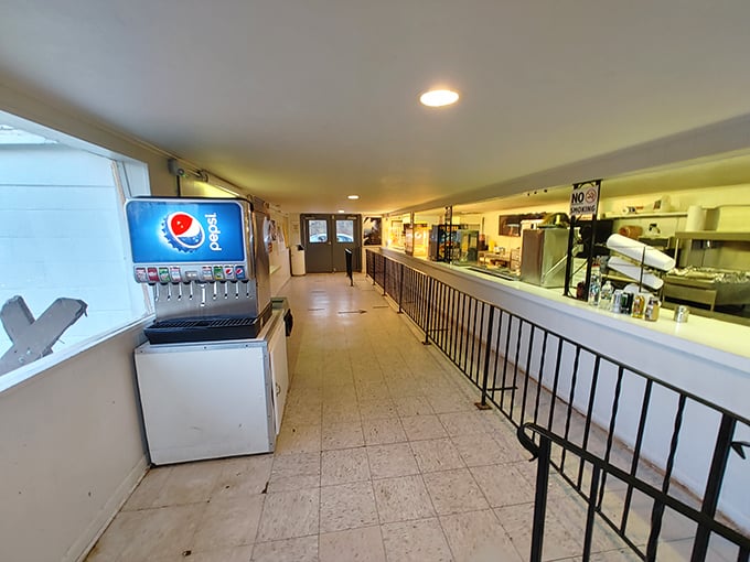 The concession stand corridor – a nostalgic time tunnel where modern moviegoers can still experience mid-century cinema snacking traditions.