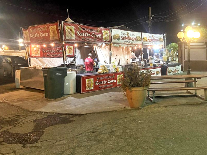 Kettle corn stands – the aromatic beacons of the swap meet. That sweet-salty perfume will haunt your dreams for days.