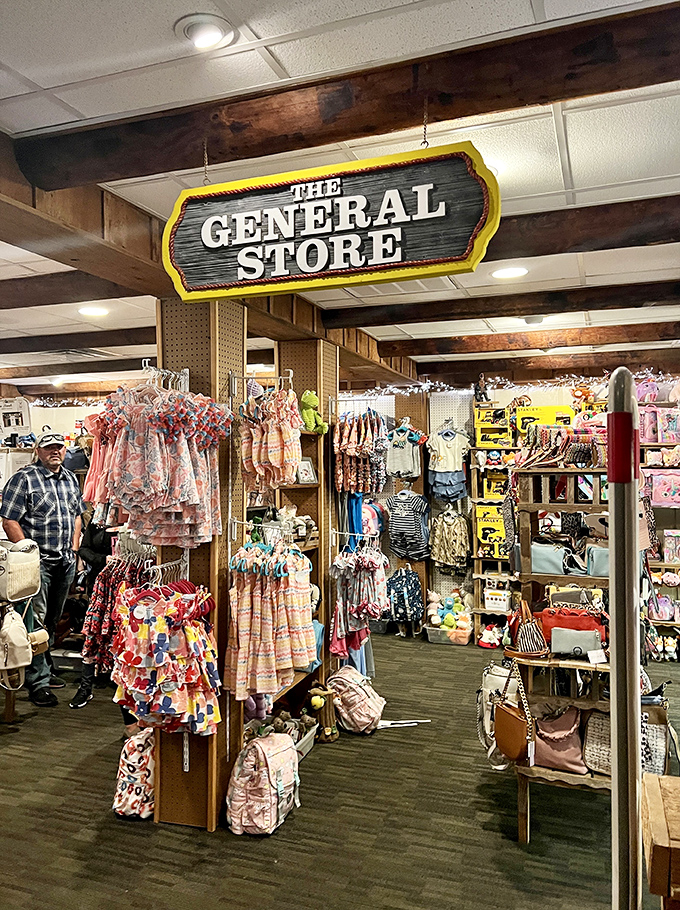 "The General Store" offers souvenirs that let you take home memories, if not the actual steaks. Beach vacation shopping with Western flair.