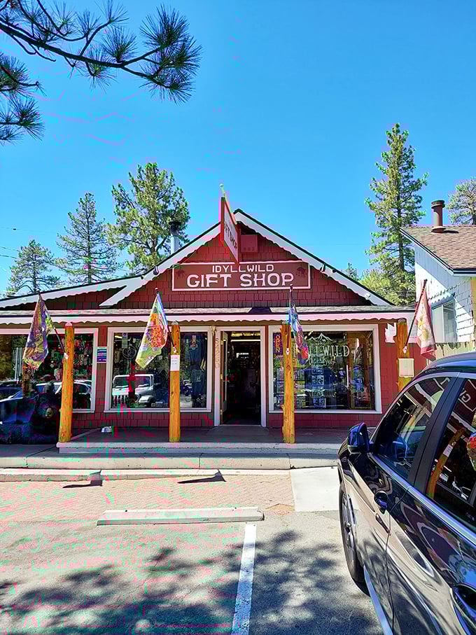 The classic red clapboard of Idyllwild Gift Shop promises treasures inside that you didn't know you needed until you saw them – souvenirs with soul rather than mass-produced mementos.
