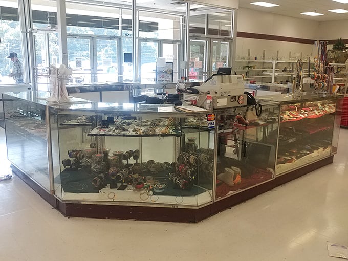 Glass cases protect mysterious treasures – is it costume jewelry or something more valuable?