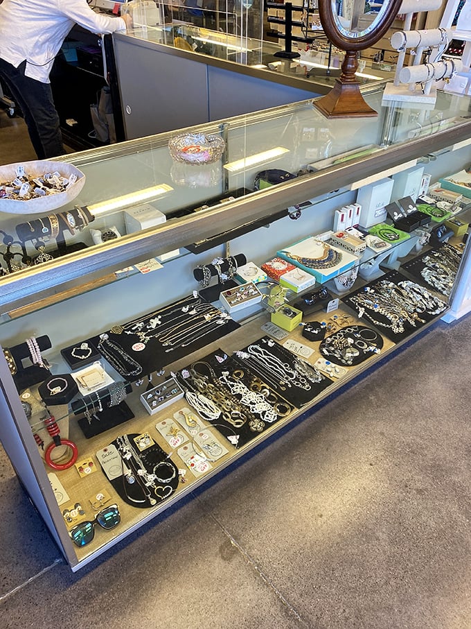 This jewelry case sparkles with possibility—each piece whispering stories of previous lives while awaiting new adventures.