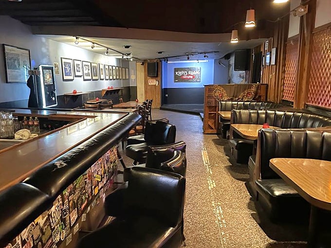 The Kibitz Room's lived-in charm makes it the perfect spot for everything from first dates to last calls, with decades of music history embedded in its walls.