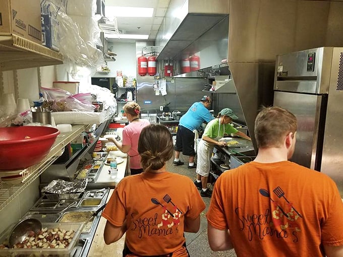 The kitchen ballet—where spatulas fly and magic happens behind the scenes to create the comfort food masterpieces.