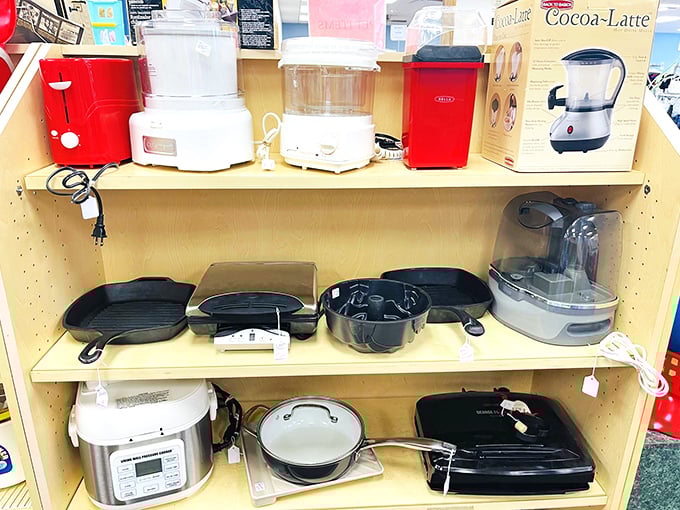 Kitchen gadget graveyard or culinary opportunity? These gently-used appliances await their chance to whip, blend, and toast in a new home.
