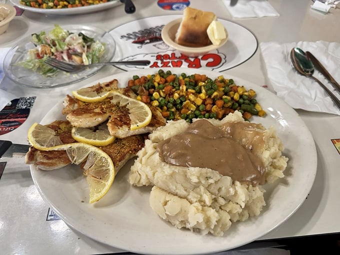 When chicken gets the lemon treatment at Crazy Otto's, it's not just a meal—it's a bright, zesty celebration on a plate.