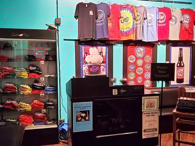 The retail area proves that Fitz's knows we can't bear to say goodbye—take home a t-shirt and some bottled root beer to extend the experience.