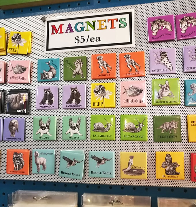 Whimsical magnets featuring "Beagle Eagles" and "Escargoats" prove Portland's sense of humor is alive and well in the smallest details.