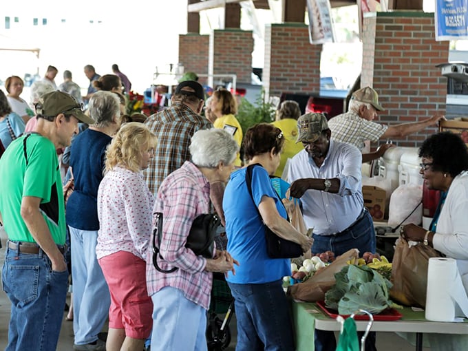 The Farmer's Market brings neighbors together over homegrown tomatoes and handshake deals—social networking, small-town style.