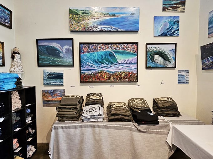 Sea Harvest merch brings the coast to your closet—tees, hoodies, and more, set against wave-splashed artwork that keeps the ocean close even after you leave.