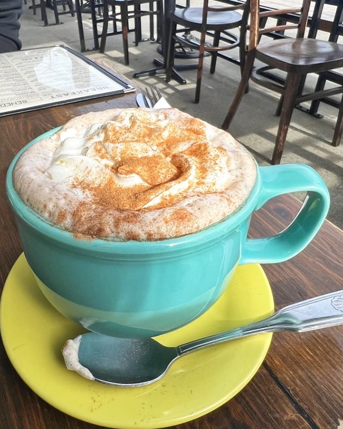 This Mexican hot chocolate isn't just a beverage—it's a warm hug in a turquoise mug, complete with cinnamon sprinkles and foam art that deserves its own Instagram account.