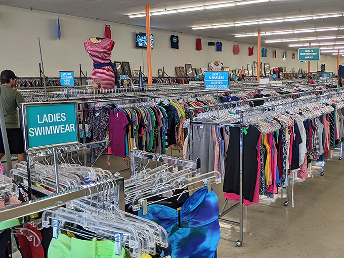 The swimwear section beckons with promises of beach days ahead. Florida living means swimsuit season is always just around the corner.