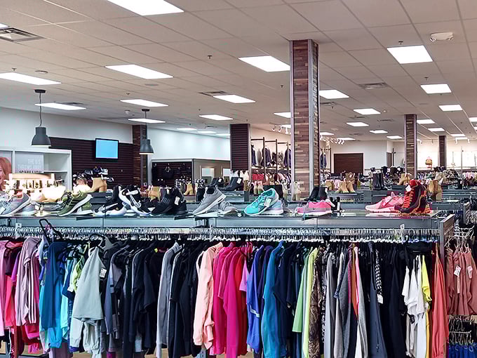The expansive floor plan offers a department store experience with thrift store prices. Fashion democracy at its finest.