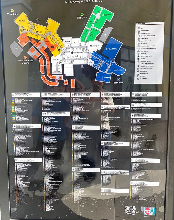 The mall directory that resembles military strategic planning – complete with color-coded zones for retail domination.