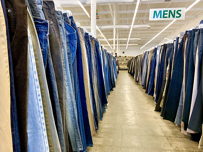 Denim for days in every wash imaginable. The holy grail of thrift finds—perfectly broken-in jeans that fit like they were made for you.