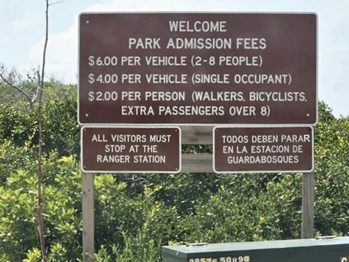 The admission fee sign—proof that some of life's most spectacular views still cost less than a movie ticket and popcorn.