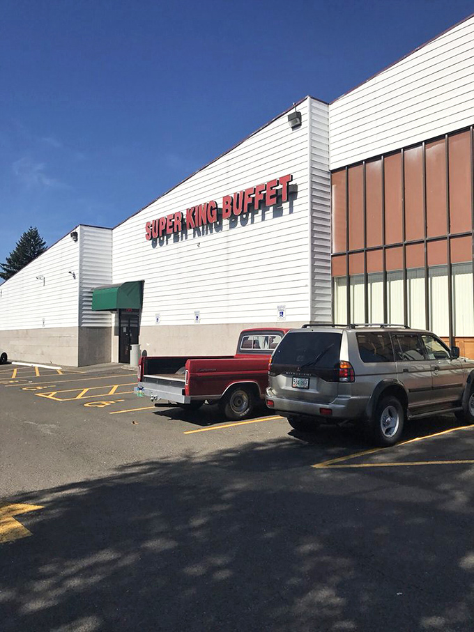 The parking lot view reveals what locals already know—this unassuming building houses seafood treasures worth making a special trip for.
