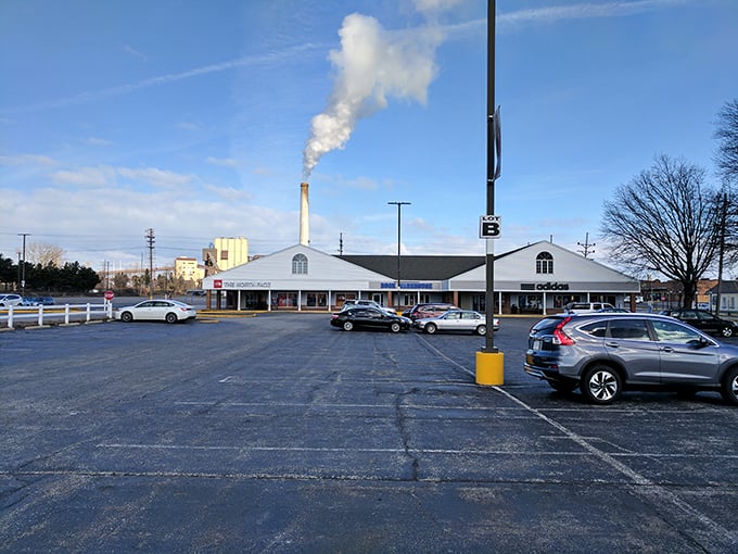 Even the parking lot looks inviting when it leads to this much retail therapy potential.