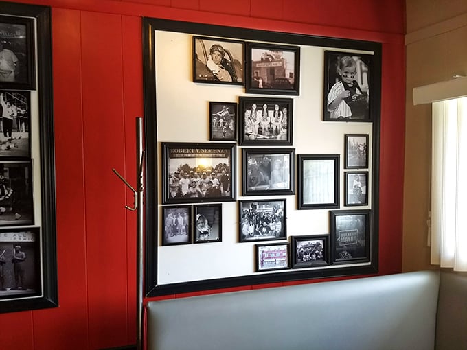 More family history adorns the walls, telling stories of generations past. These aren't just decorations—they're the soul of Revello's captured in black and white.