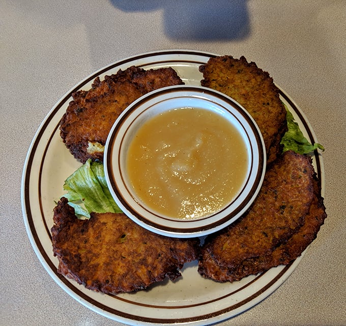 Potato pancakes with applesauce – where crispy exterior meets tender interior in a dance as old as time itself.