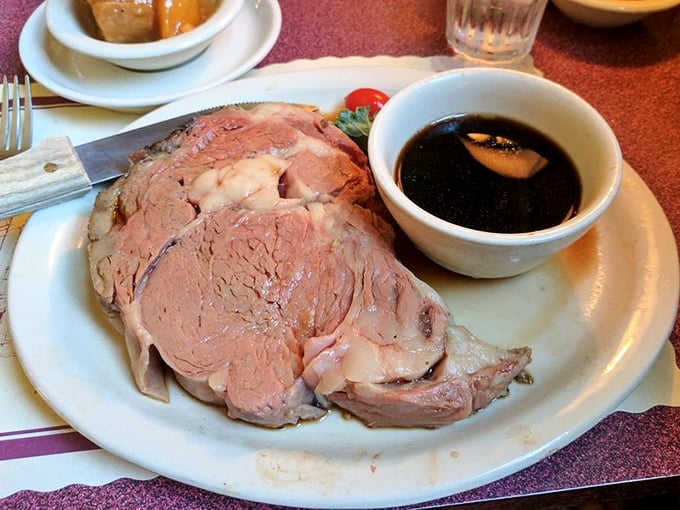 Prime rib so tender it practically surrenders at the sight of your knife. The au jus isn't a condiment—it's liquid luxury.