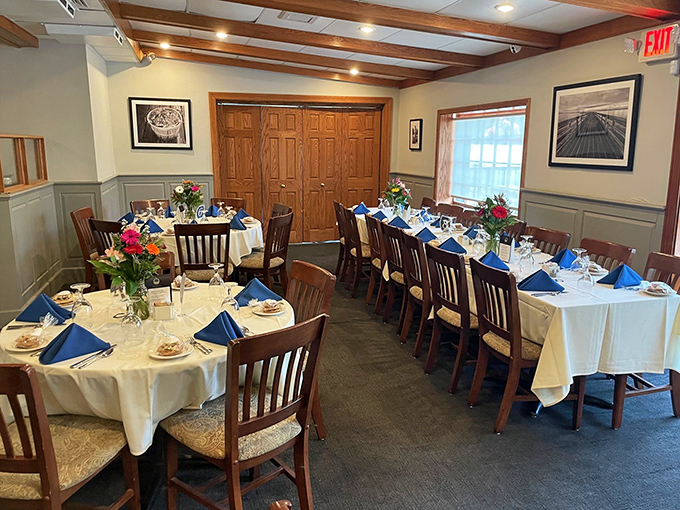 Private dining done right: crisp linens, fresh flowers, and the promise of celebrations where memories are made between bites.