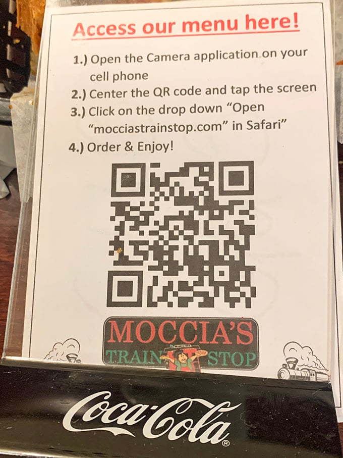Modern convenience meets old-school dining – scan the QR code for the menu while still enjoying the traditional restaurant experience.