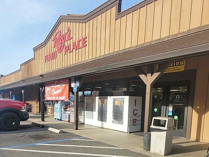 Ray's Food Place – where grocery shopping doesn't require GPS navigation or parking garage tickets. Small town convenience with mountain views included.