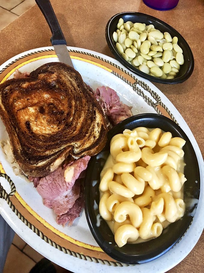 A Reuben sandwich that would make New York delis nervously look over their shoulders. Melty, meaty, magnificent—and mysteriously improved by Florida sunshine.