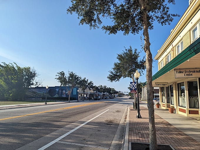 Tree-lined streets with wide sidewalks invite leisurely strolls through downtown, where window shopping doesn't require a second mortgage.