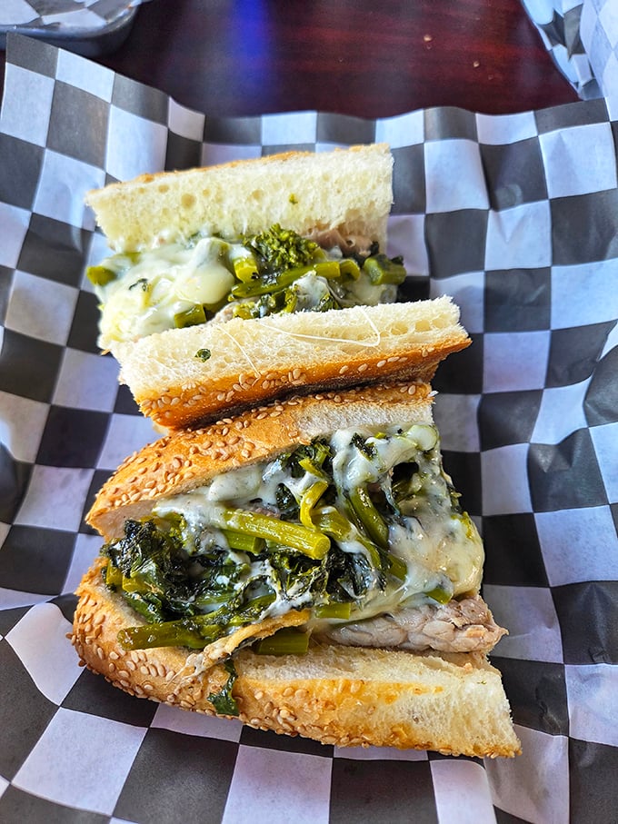 A roast pork sandwich with broccoli rabe and provolone—Philadelphia's other famous sandwich that deserves equal billing with cheesesteaks.