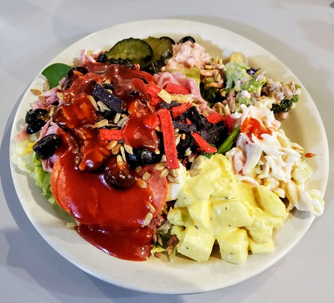 This isn't just a salad—it's a colorful festival of textures and flavors where vegetables, proteins, and dressings come together in perfect harmony.