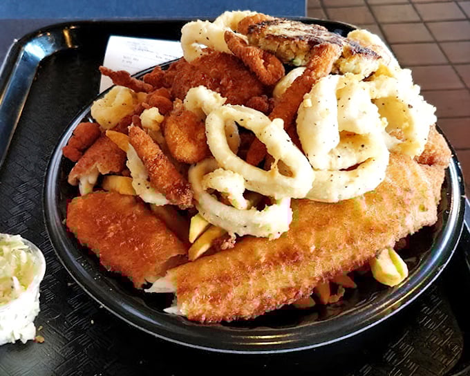 Greatest hits collection on one plate – sampling everything means never having to choose between oceanic favorites again.